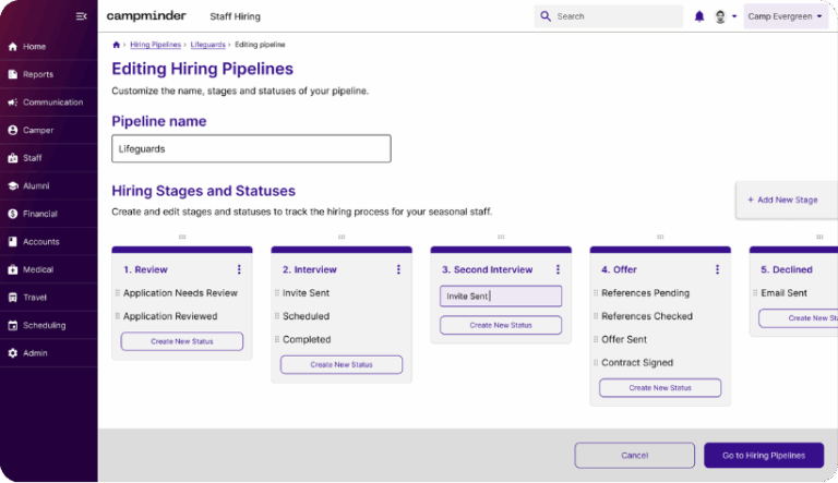Streamlined Staff Application Form with Campminder